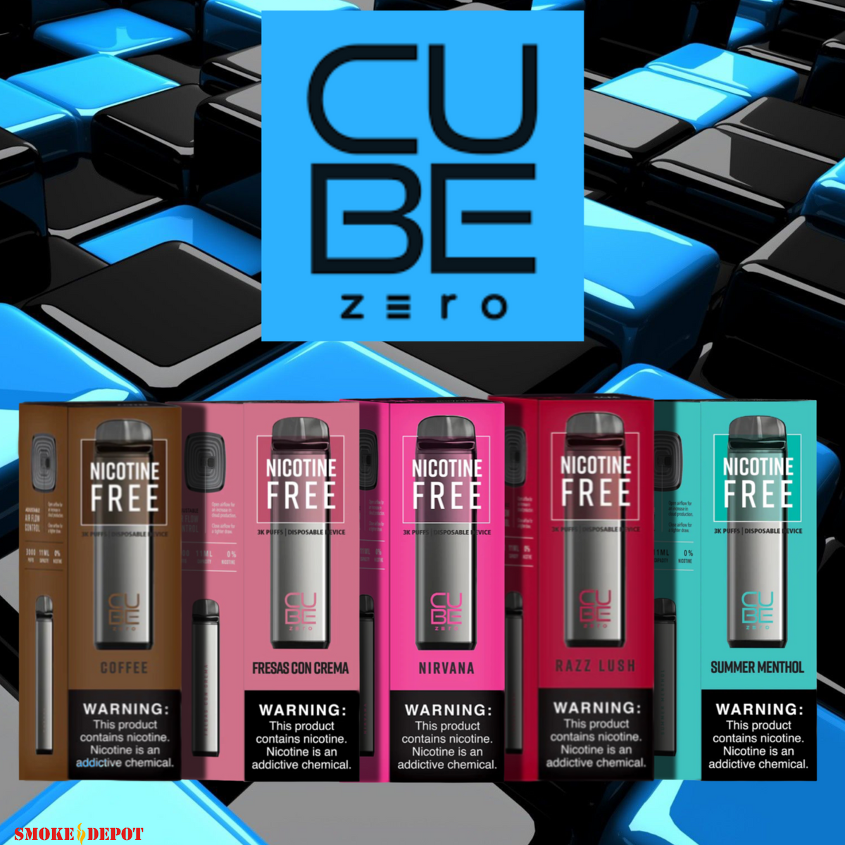 CUBE ZERO 0% Nicotine Disposable [3000] – Smoke Depot & Vape Lounge